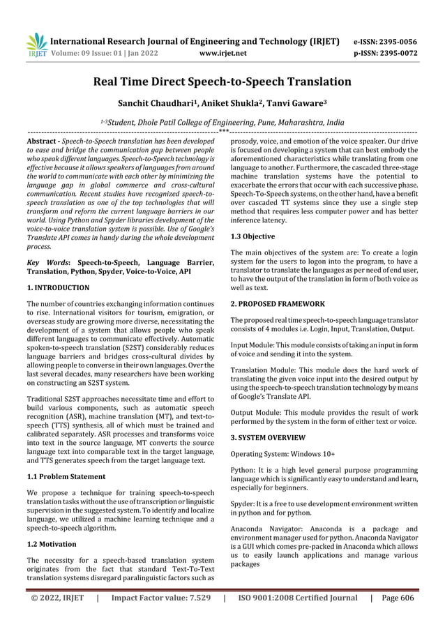 Real Time Direct Speech-to-Speech Translation | PDF