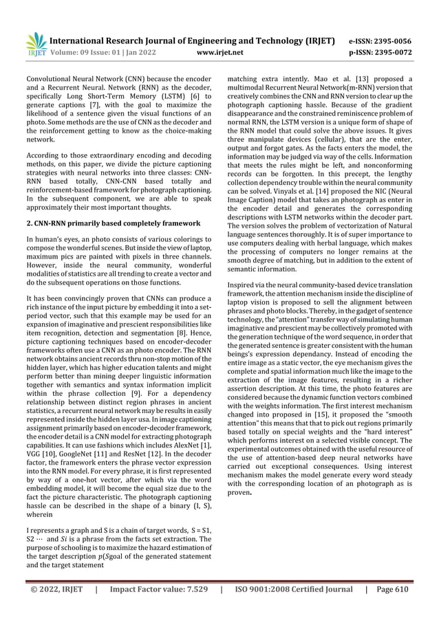 Image Captioning based on Artificial Intelligence | PDF Image Captioning based on Artificial Intelligence | PDF