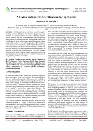 A Review on Students Attention Monitoring Systems | PDF