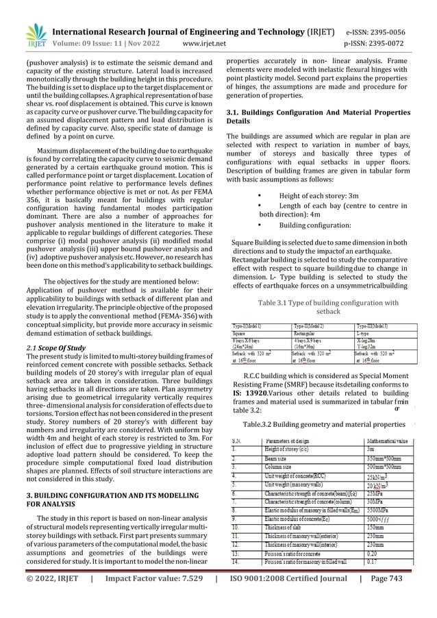Performance Of Multistoried (20 Storey) RCC Setback Buildings By Using Pushover Analysis | PDF