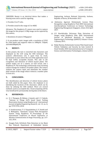 Raspberry Pi Vehicles Number Plate Recognition | PDF