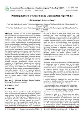 Phishing Website Detection using Classification Algorithms | PDF