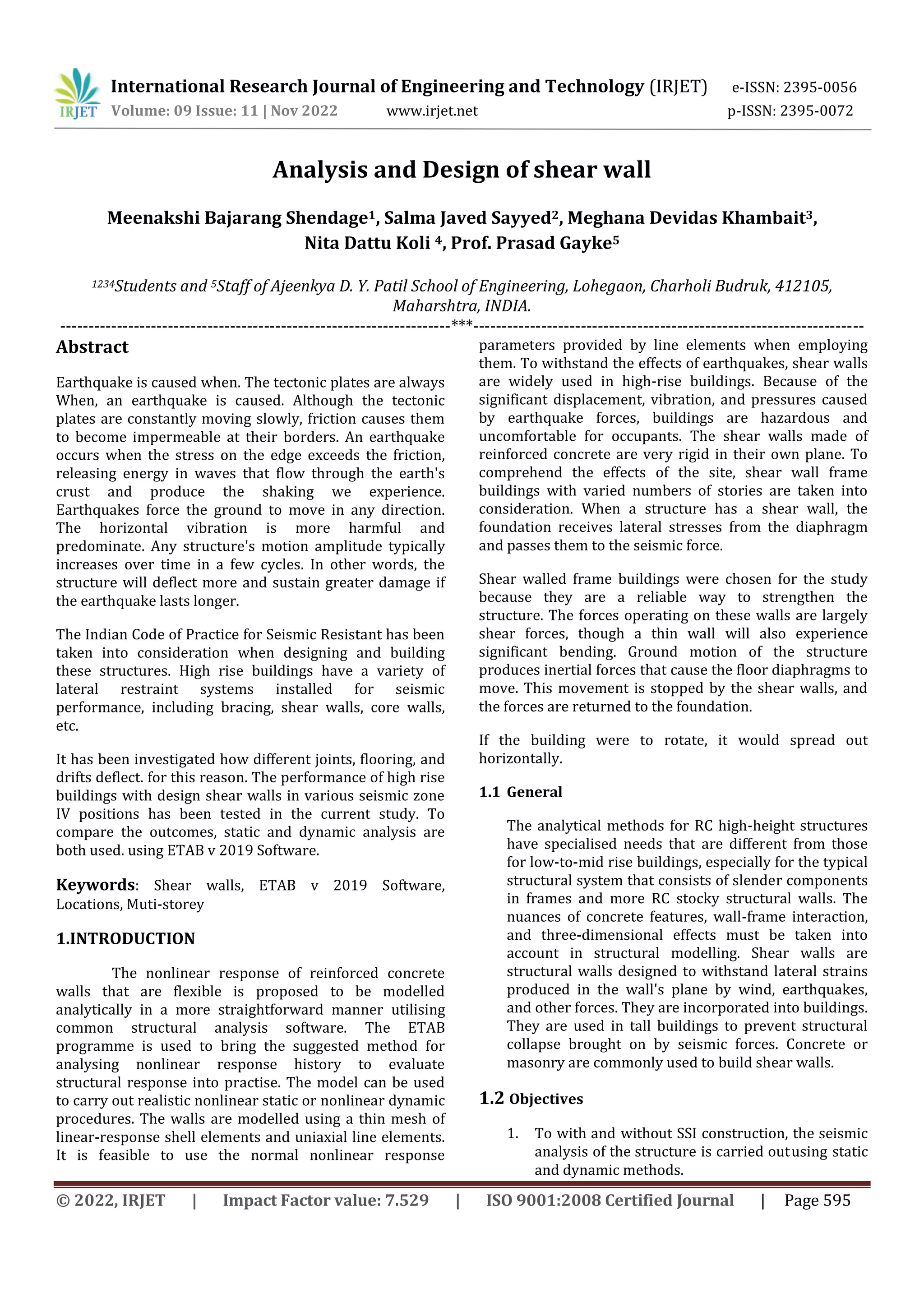 Analysis and Design of shear wall | PDF