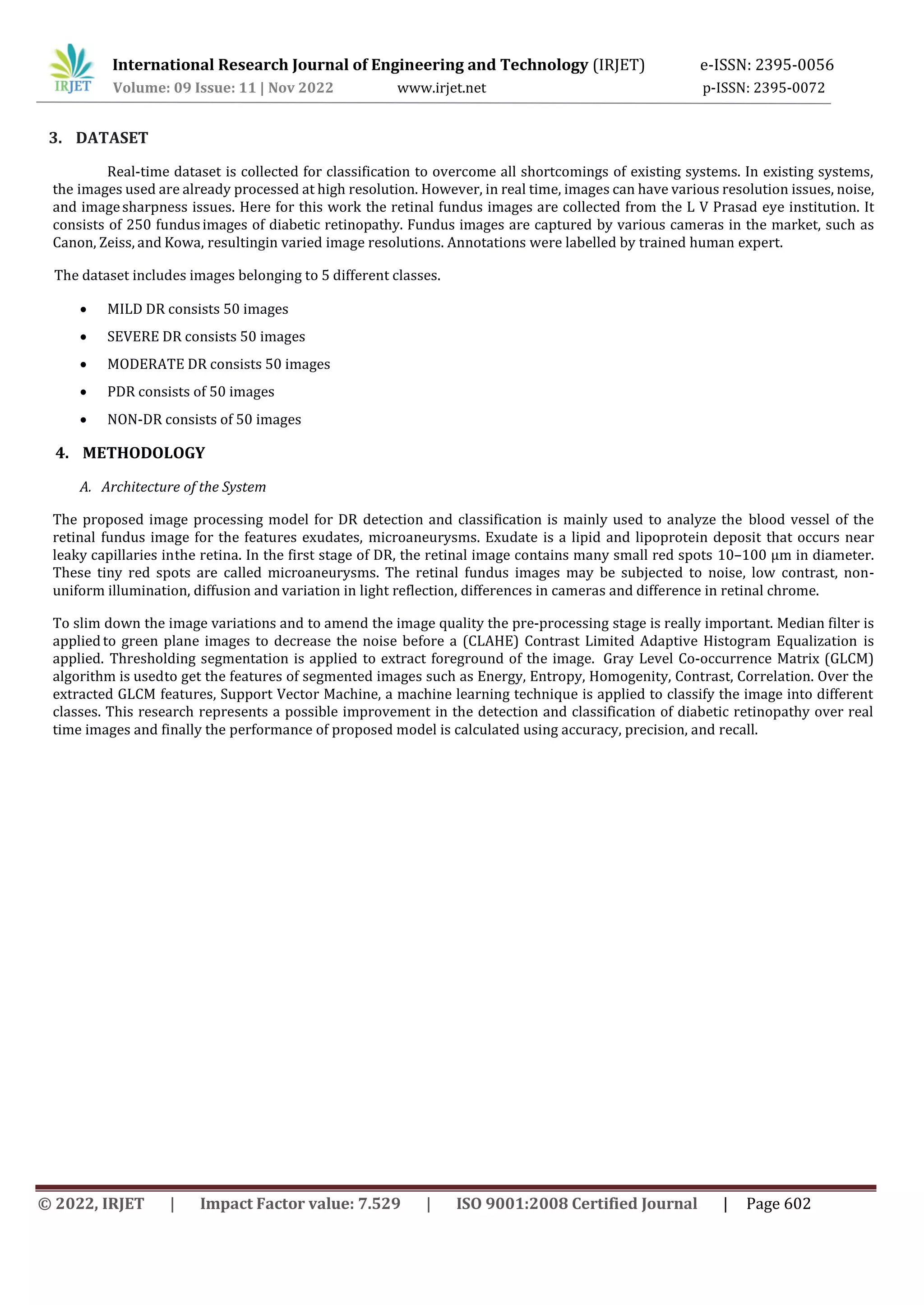 FEATURE EXTRACTION TO DETECT AND CLASSIFY DIABETIC RETINOPATHY USING ...