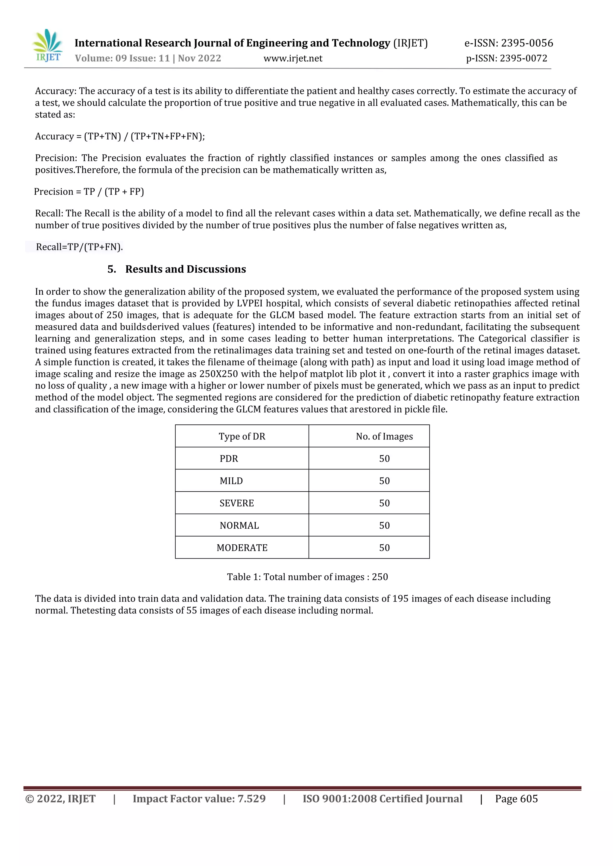 FEATURE EXTRACTION TO DETECT AND CLASSIFY DIABETIC RETINOPATHY USING ...