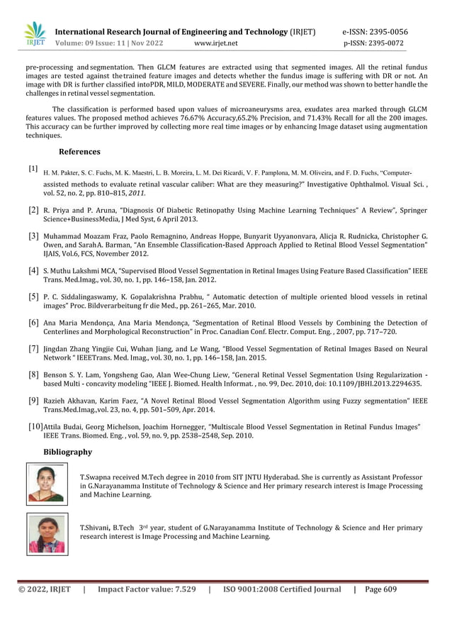 FEATURE EXTRACTION TO DETECT AND CLASSIFY DIABETIC RETINOPATHY USING ...