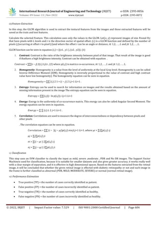 FEATURE EXTRACTION TO DETECT AND CLASSIFY DIABETIC RETINOPATHY USING ...