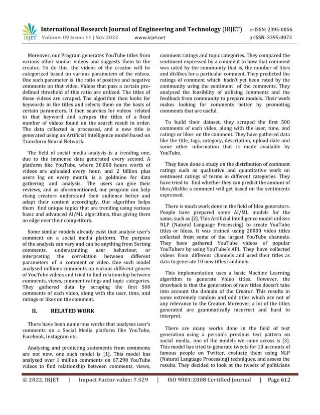 YouTube Title Prediction Using Sentiment Analysis | PDF