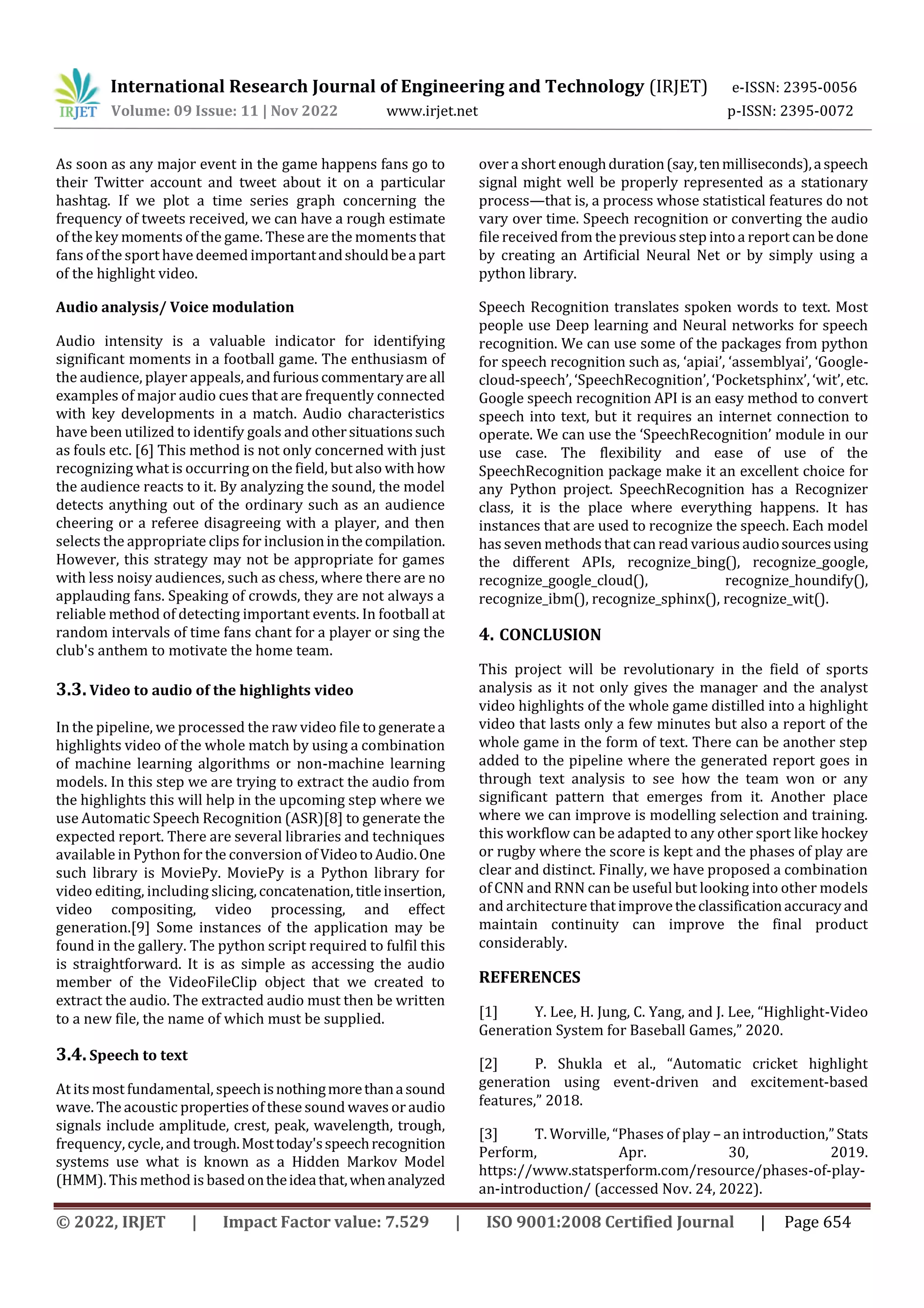 Automatic Report Generation of a Football Match | PDF