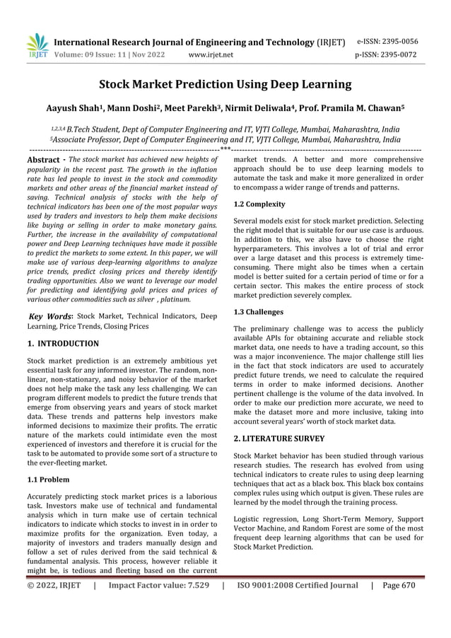 Stock Market Prediction Using Deep Learning | PDF | Stocks and Bonds | Personal Investing
