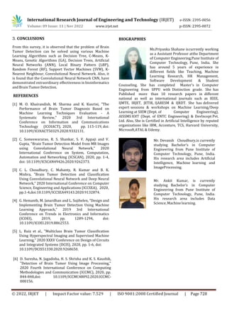 A Comparative Study of Various Machine Learning Techniques for Brain Tumor Detection | PDF