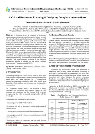 A Critical Review on Planning & Designing Complete Intersections | PDF