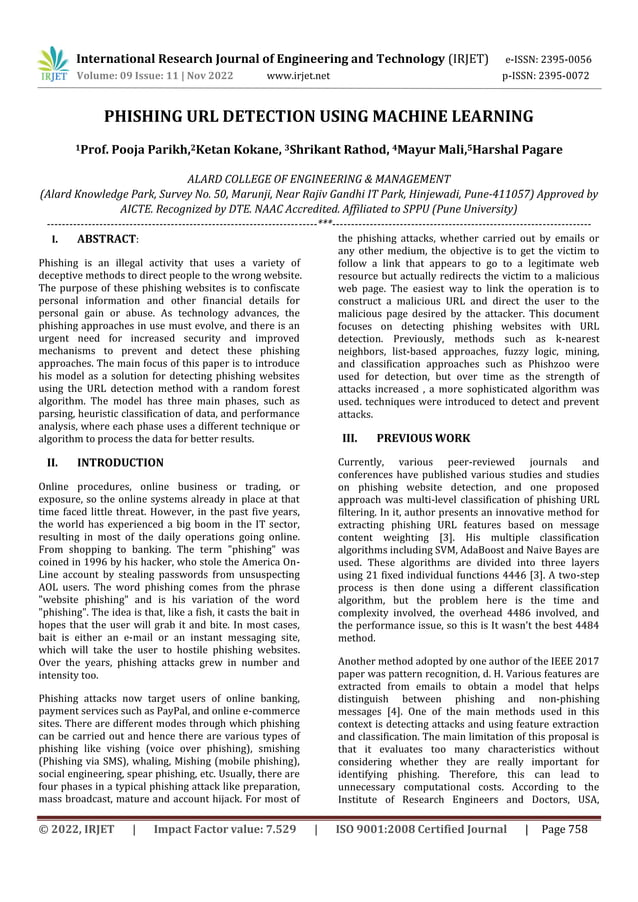 PHISHING URL DETECTION USING MACHINE LEARNING | PDF