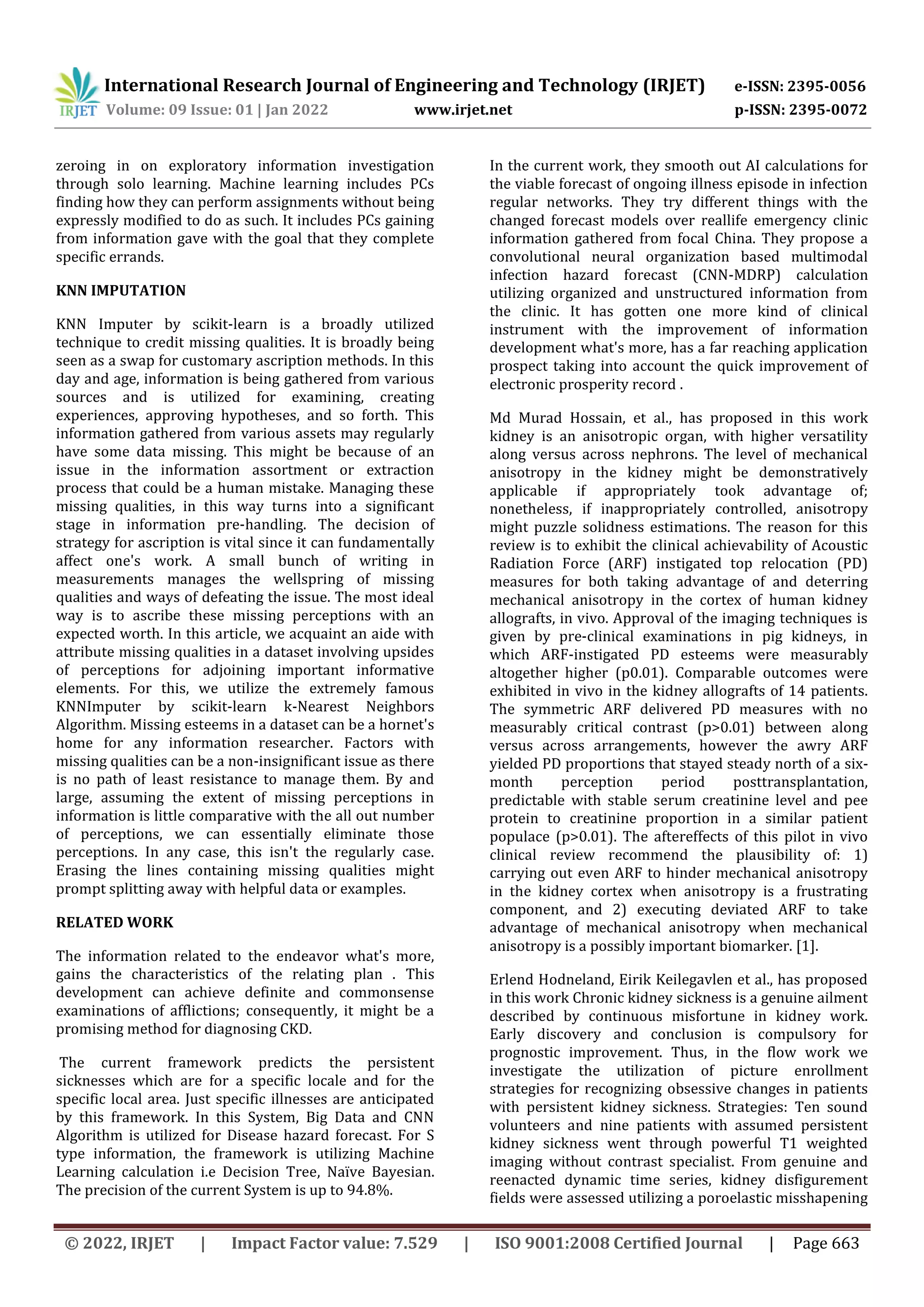 A MACHINE LEARNING METHODOLOGY FOR DIAGNOSING CHRONIC KIDNEY DISEASE | PDF | Artificial ...