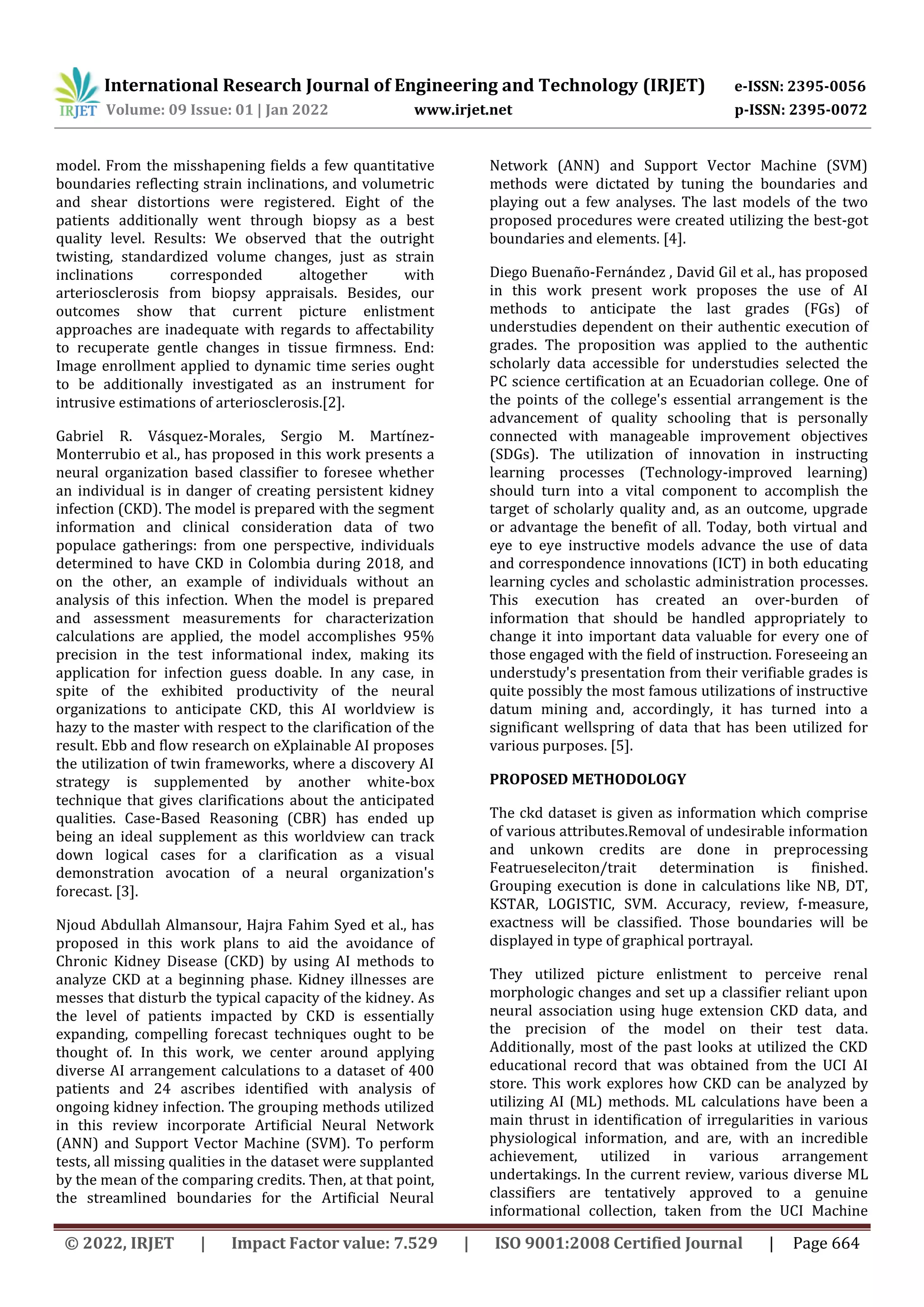 A MACHINE LEARNING METHODOLOGY FOR DIAGNOSING CHRONIC KIDNEY DISEASE | PDF | Artificial ...