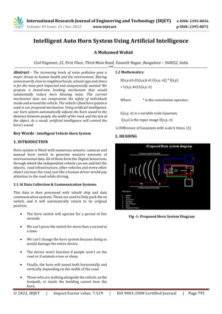 Intelligent Auto Horn System Using Artificial Intelligence | PDF
