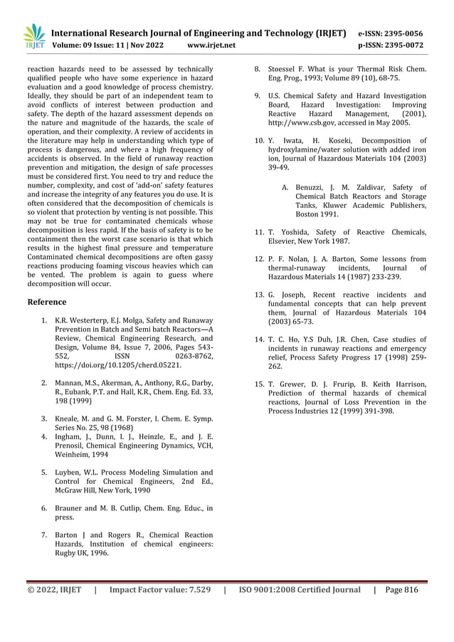 Chemical Reaction Hazards – Safety Precaution & Thermal Runaway ...