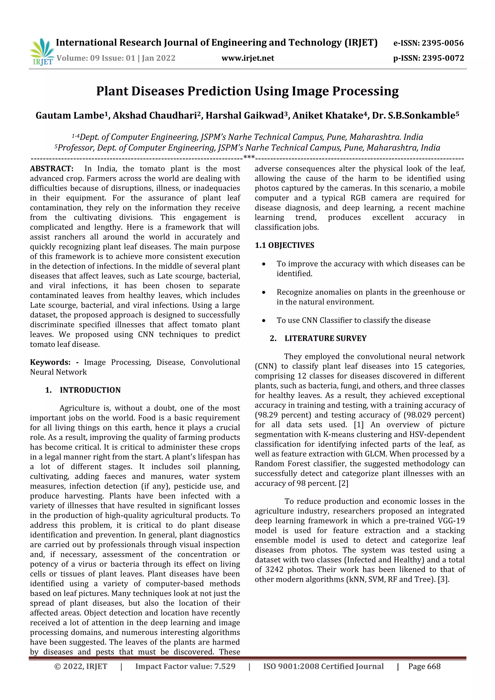 Plant Diseases Prediction Using Image Processing | PDF