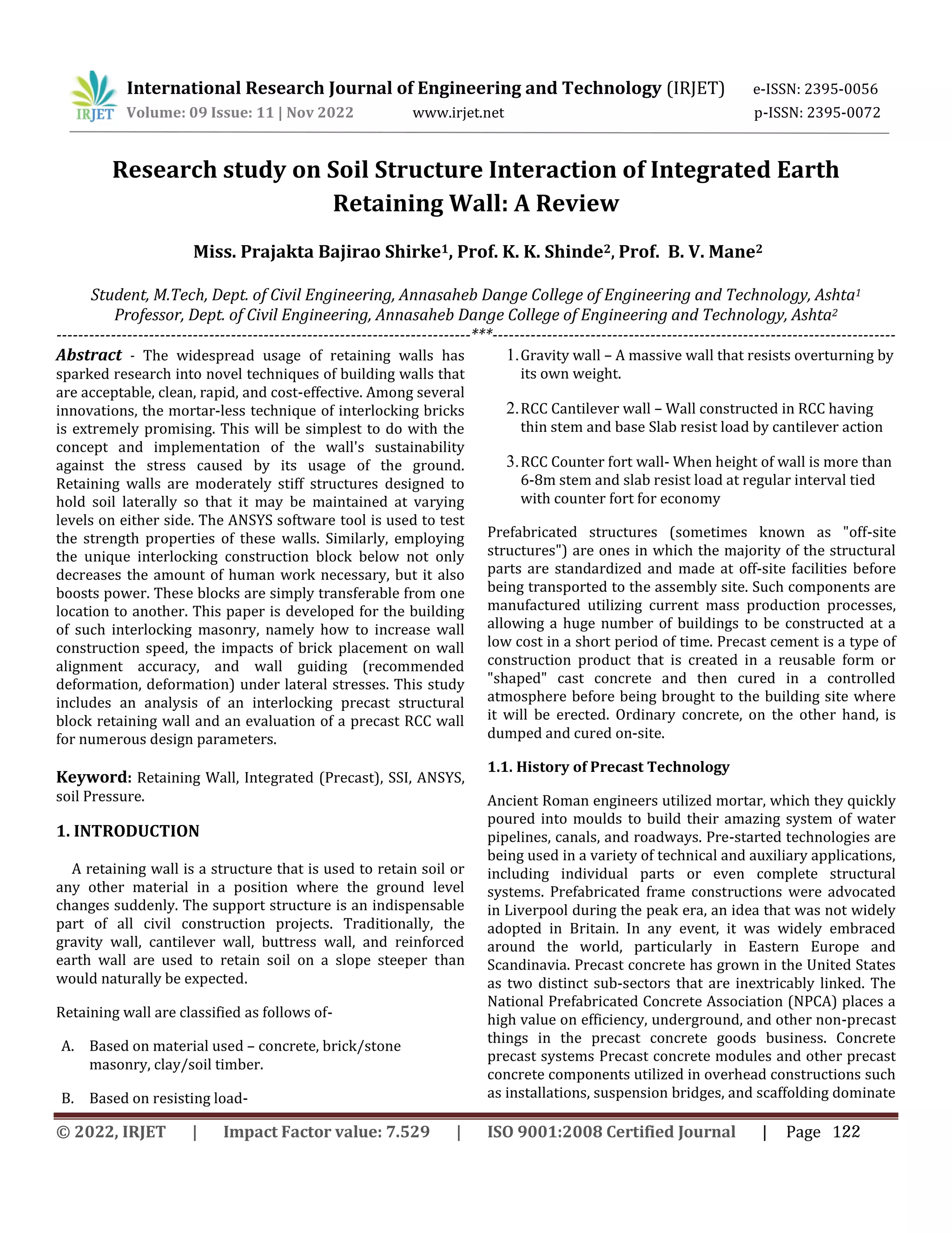 Research study on Soil Structure Interaction of Integrated Earth ...