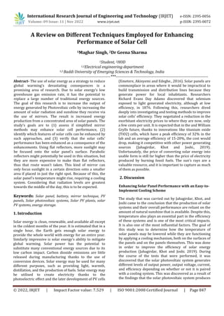 A Review on Different Techniques Employed for Enhancing Performance of Solar Cell | PDF | Power ...
