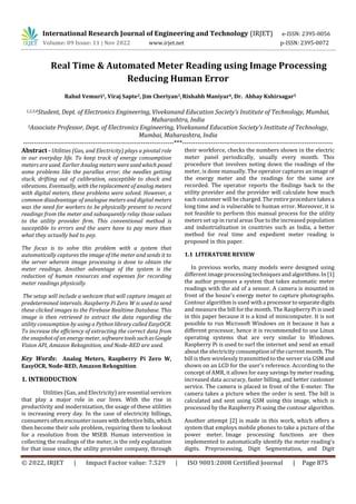 Real Time & Automated Meter Reading using Image Processing Reducing Human Error | PDF