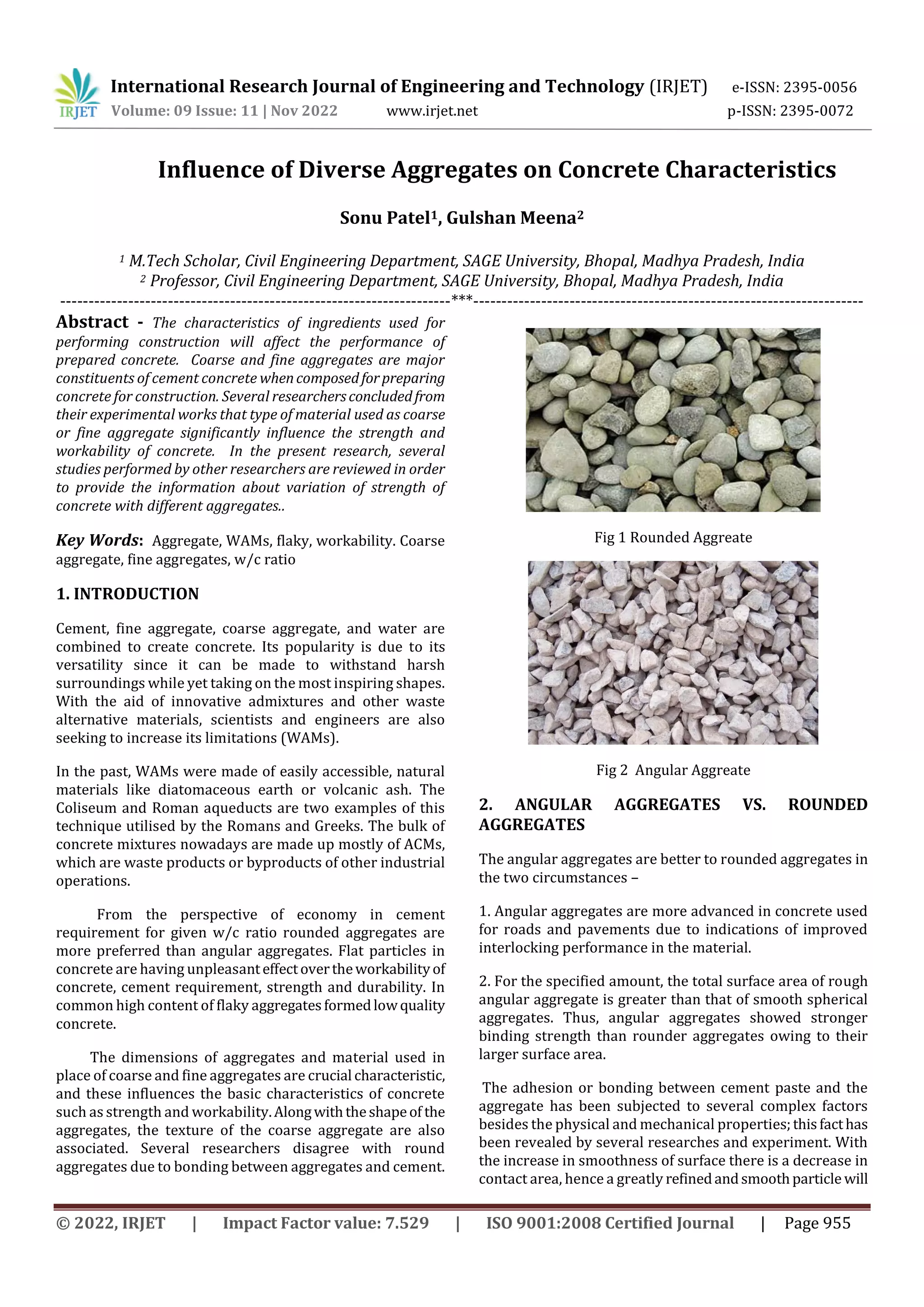 Influence of Diverse Aggregates on Concrete Characteristics | PDF