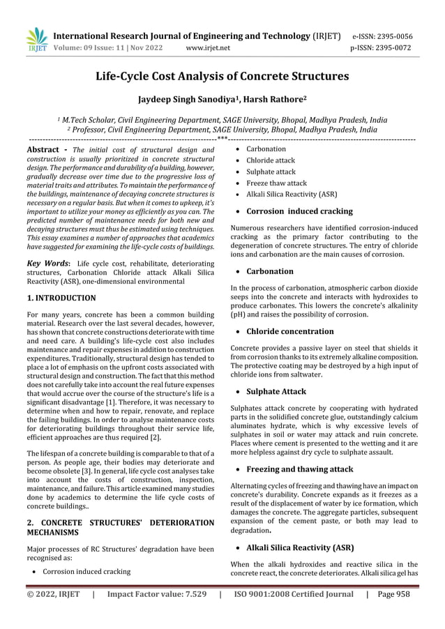 Life-Cycle Cost Analysis of Concrete Structures | PDF