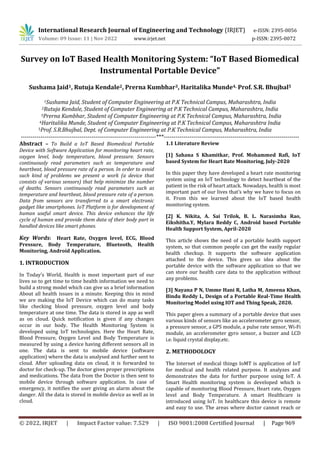 Survey on IoT Based Health Monitoring System: “IoT Based Biomedical ...