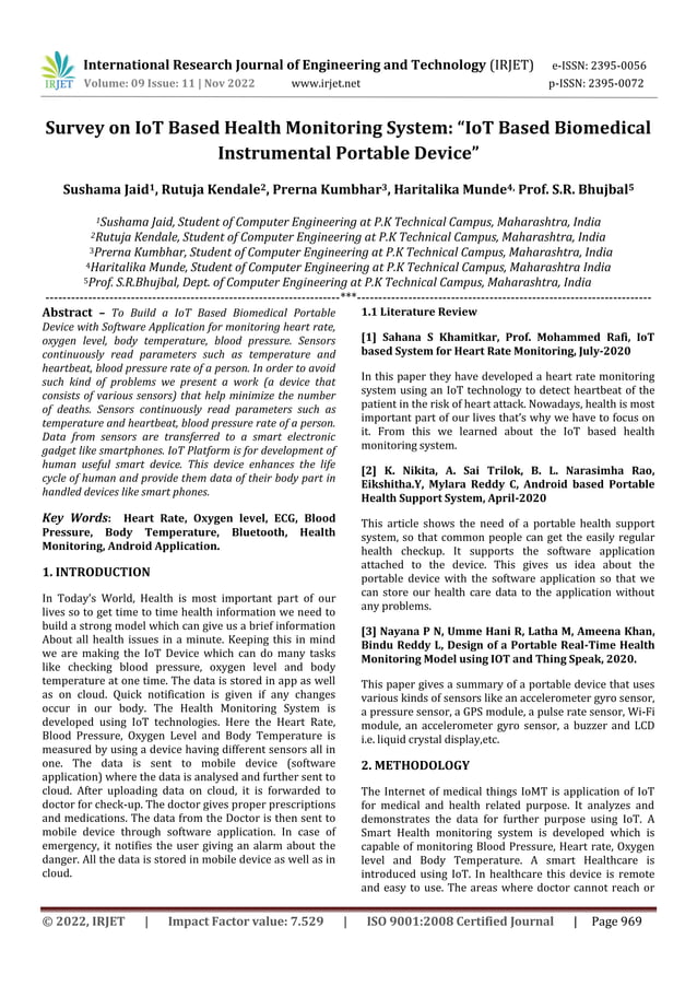 Survey on IoT Based Health Monitoring System: “IoT Based Biomedical ...