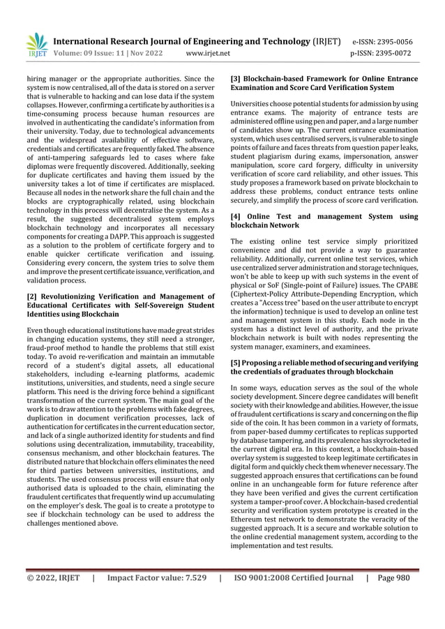 Survey on SkillVio: Skill Verification System Using Blockchain | PDF