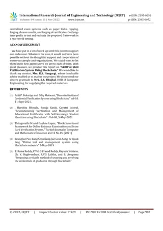 Survey on SkillVio: Skill Verification System Using Blockchain | PDF