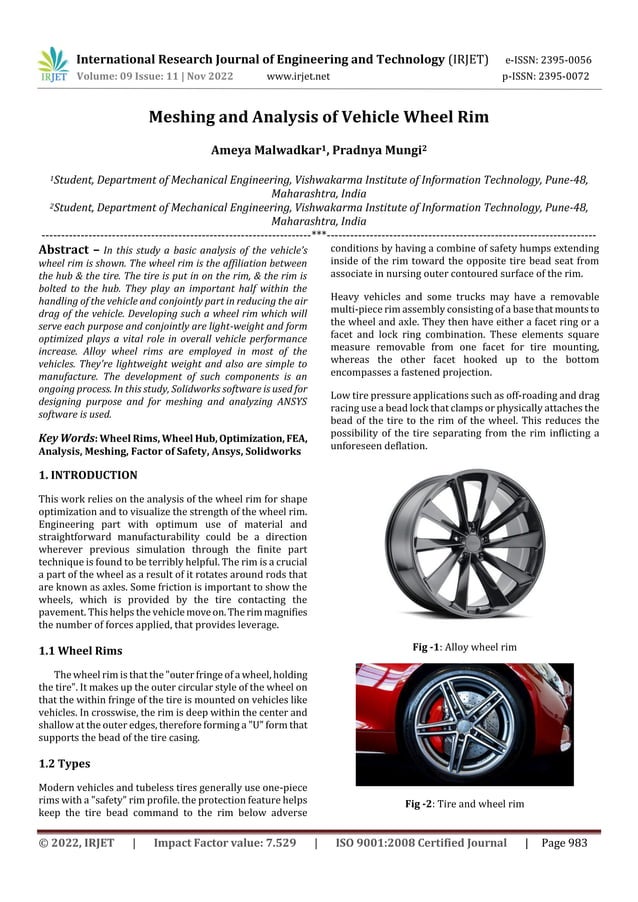 Meshing and Analysis of Vehicle Wheel Rim | PDF
