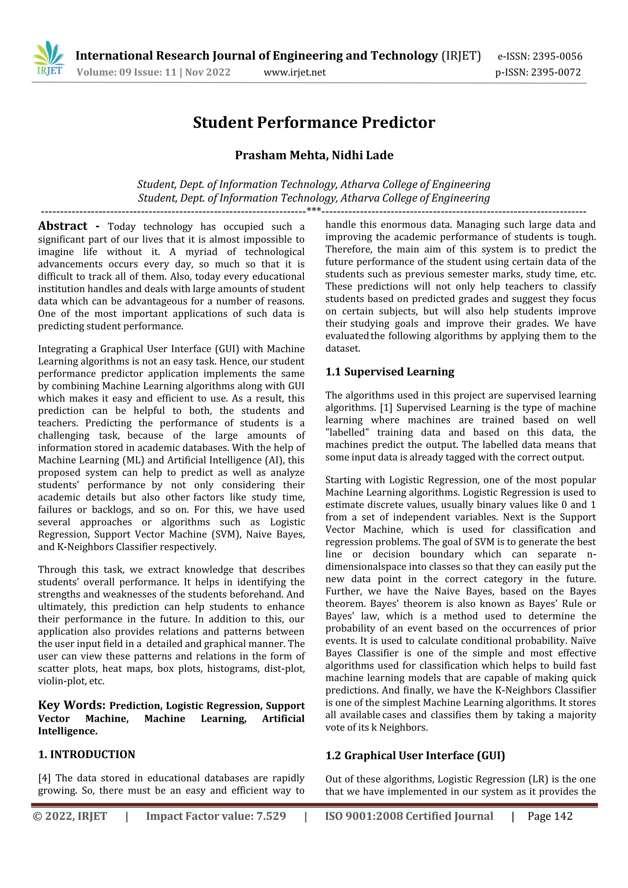 Student Performance Predictor | PDF