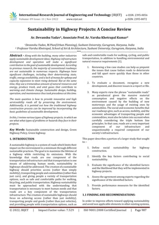 Sustainability in Highway Projects: A Concise Review | PDF