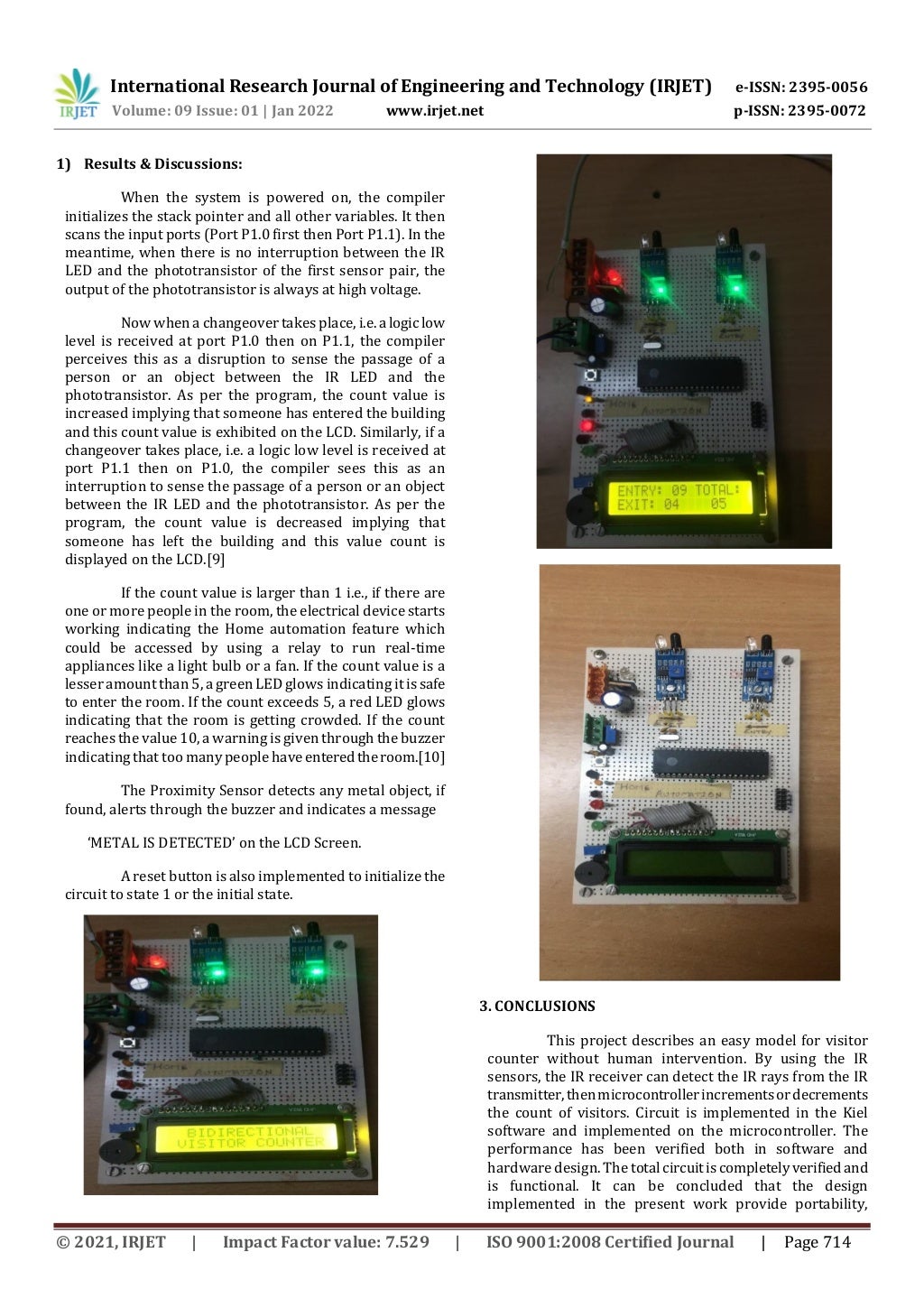 Bidirectional Visitor Counter using AT89C52 with Light Automation and Metal Detection | PDF