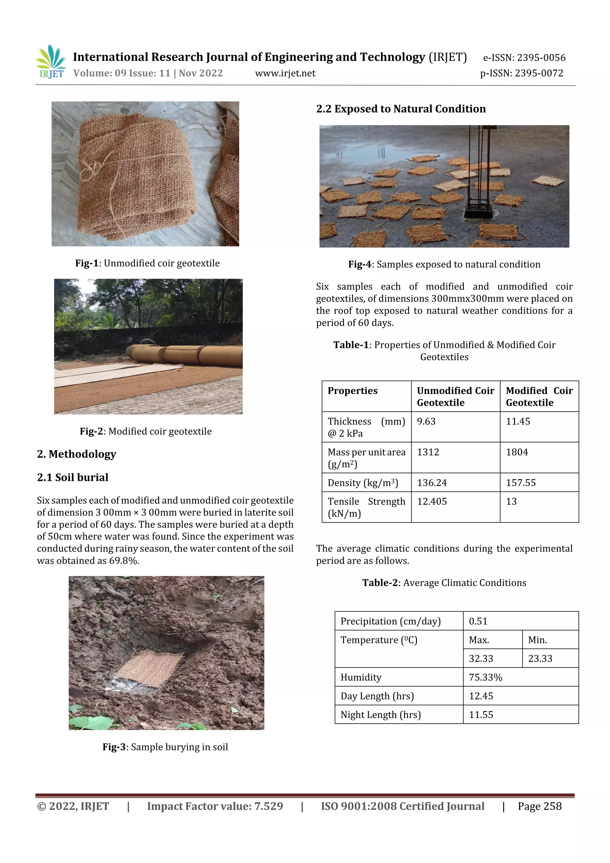 Durability Studies of Surface Modified Coir Geotextiles | PDF