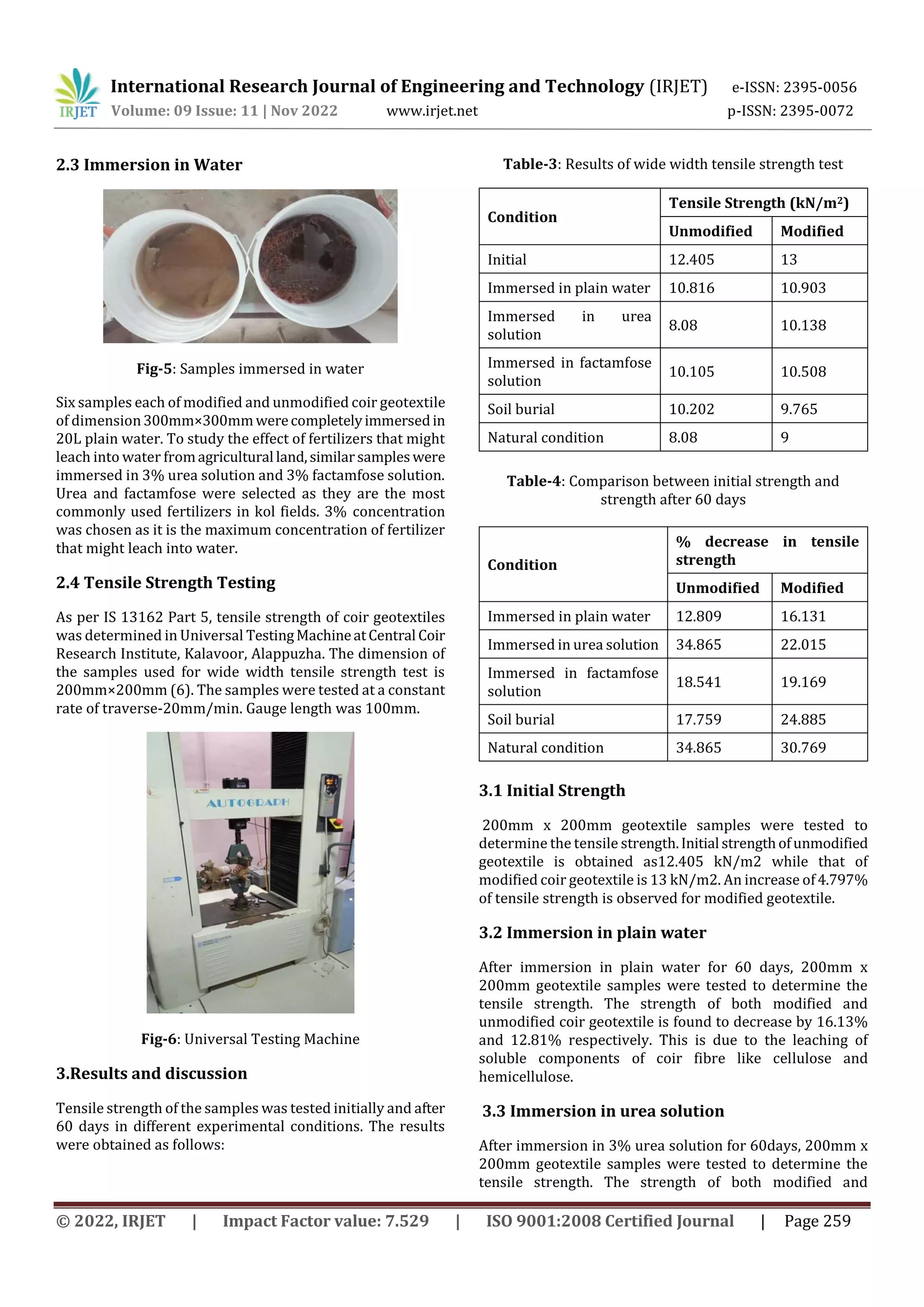 Durability Studies of Surface Modified Coir Geotextiles | PDF
