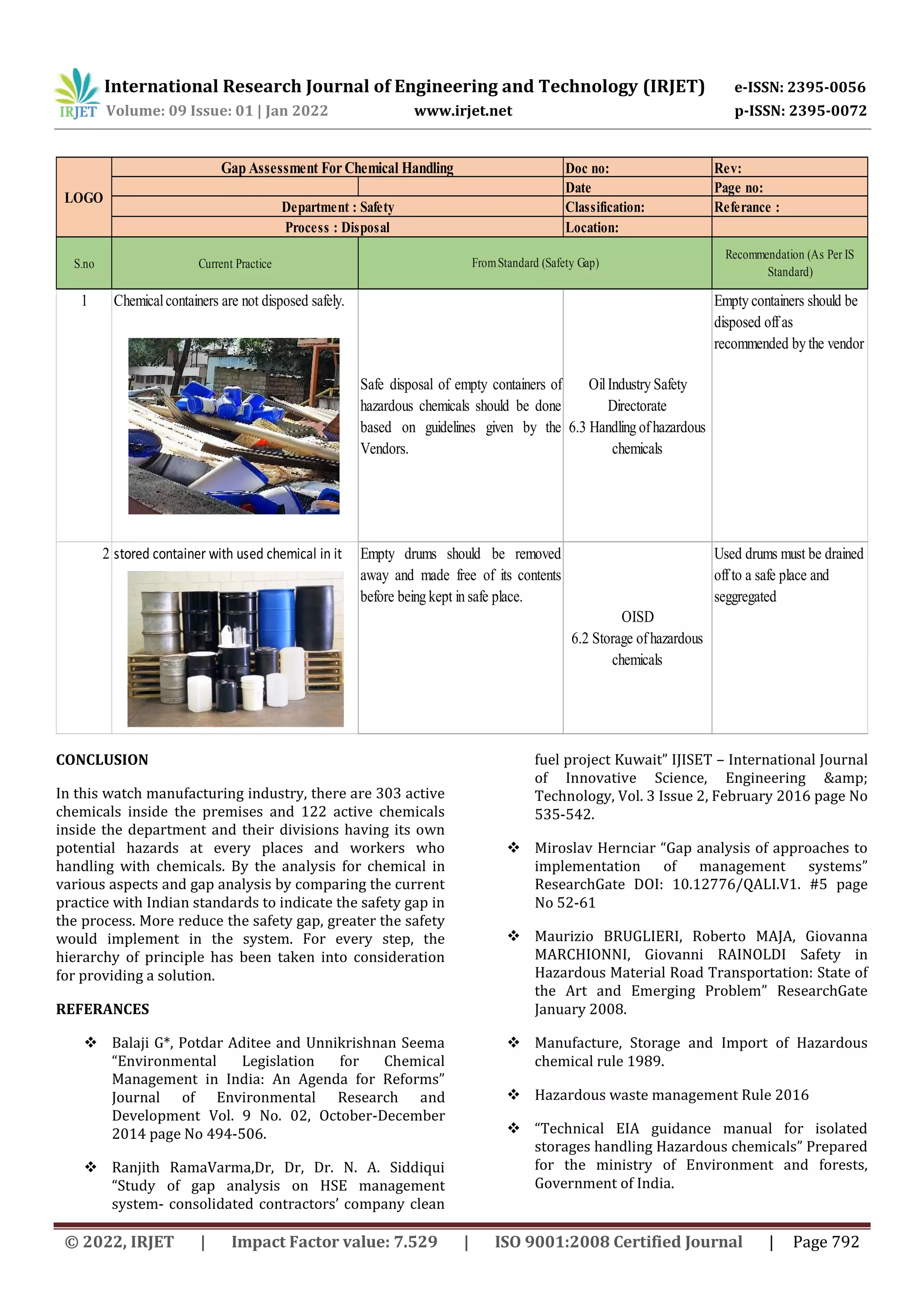 CHEMICAL SAFETY ANALYSIS IN WATCH MANUFACTURING INDUSTRY | PDF