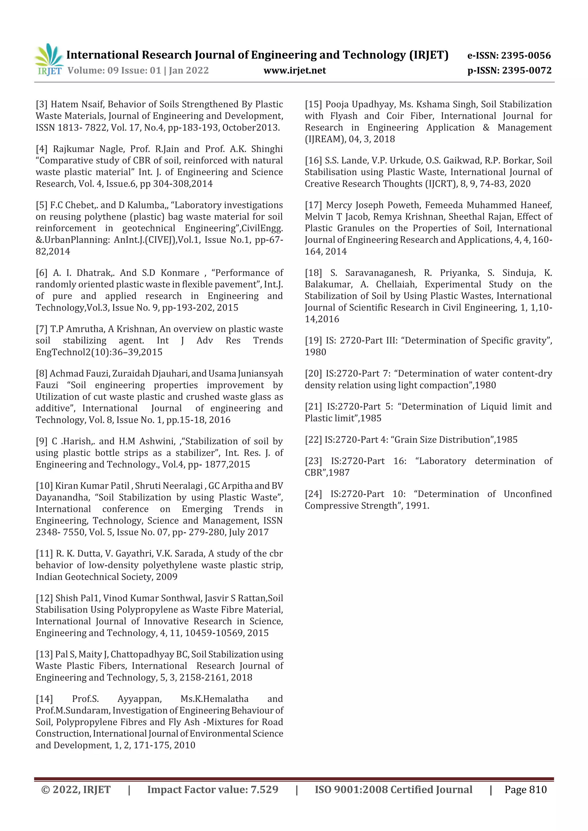 SOIL STABILITY INVESTIGATION WITH POLYETHYLENE (LDPE) USING LIME | PDF
