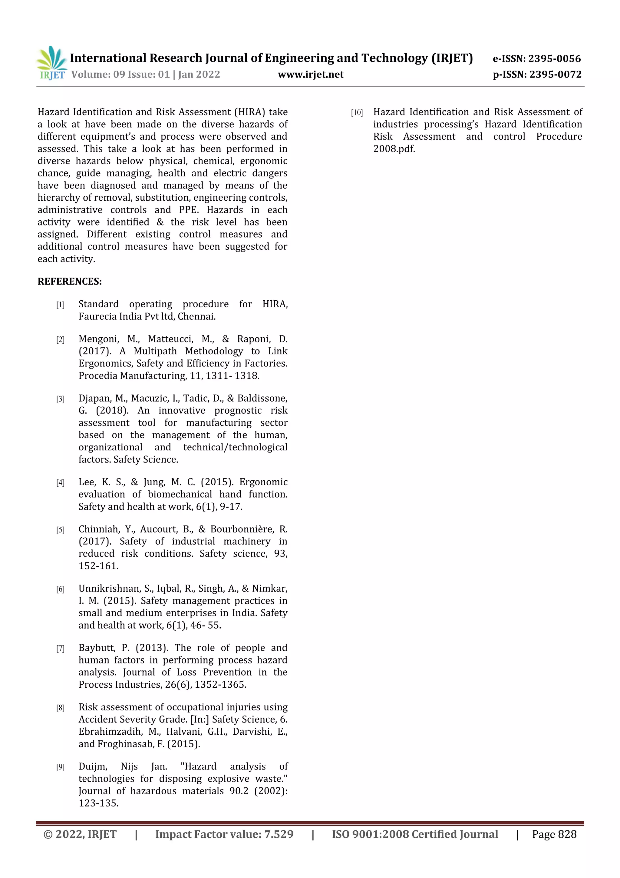 HAZARD IDENTIFICATION AND RISK ASSESSMENT IN AUTO COMPONENTS ...