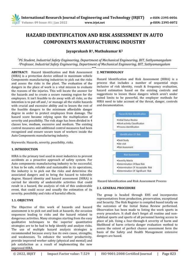 HAZARD IDENTIFICATION AND RISK ASSESSMENT IN AUTO COMPONENTS ...