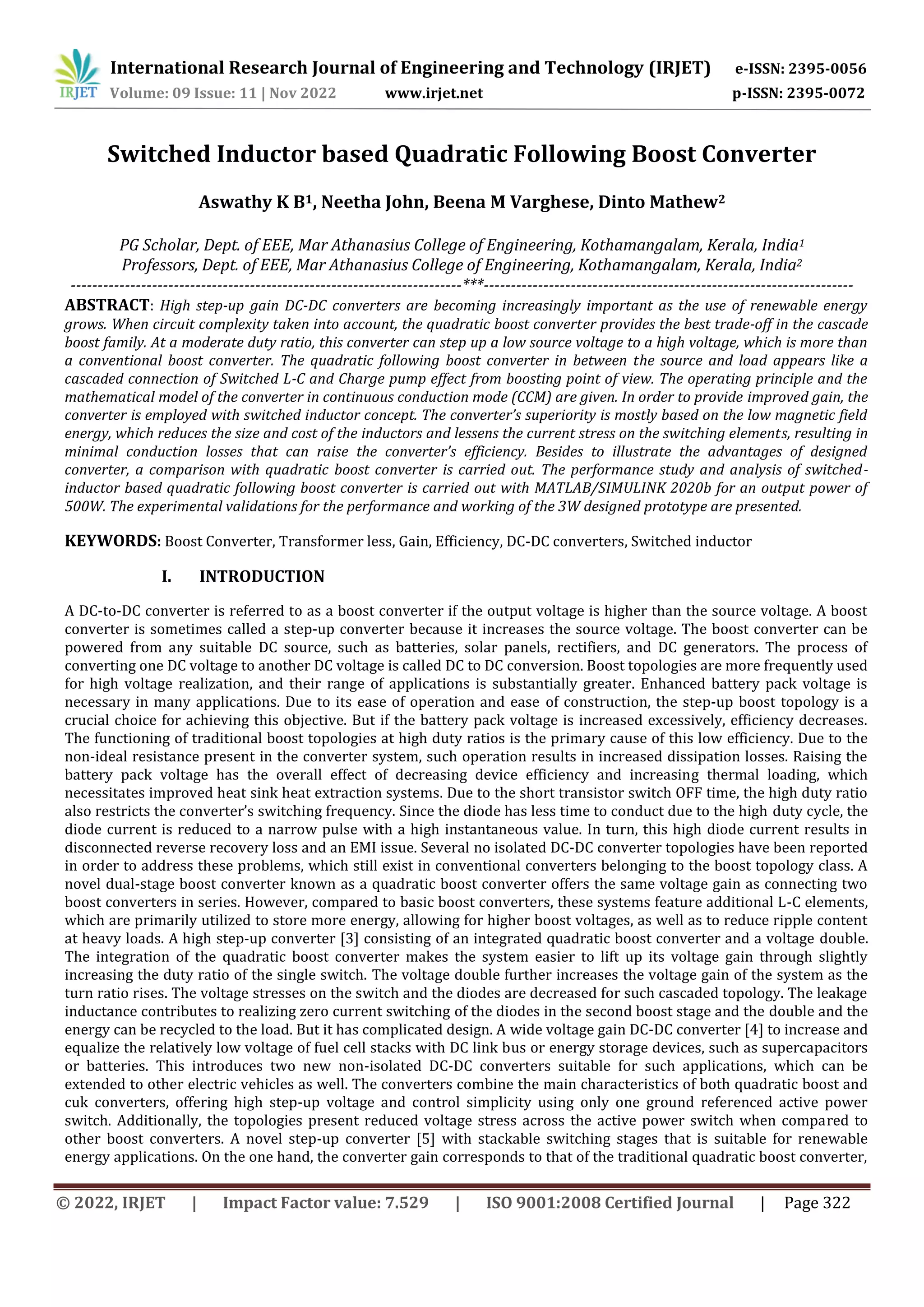 Switched Inductor Based Quadratic Following Boost Converter Pdf