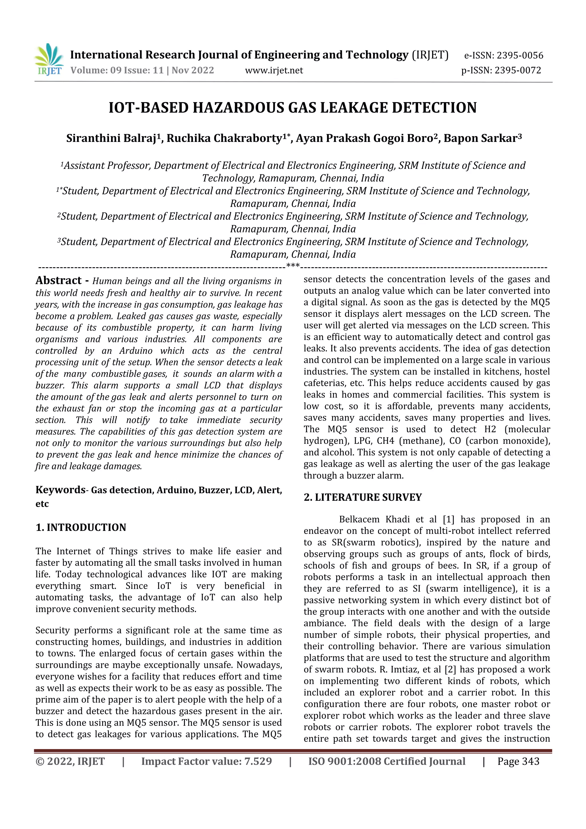 IOT-BASED HAZARDOUS GAS LEAKAGE DETECTION | PDF