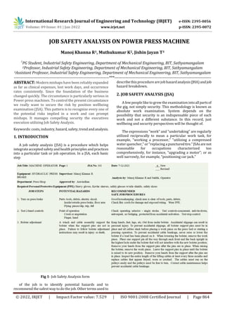 JOB SAFETY ANALYSIS ON POWER PRESS MACHINE | PDF