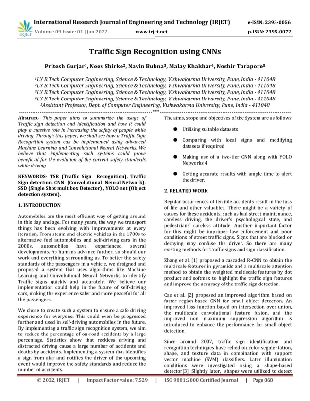 Traffic Sign Recognition using CNNs | PDF