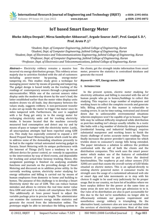 Iot Based Smart Energy Meter Pdf