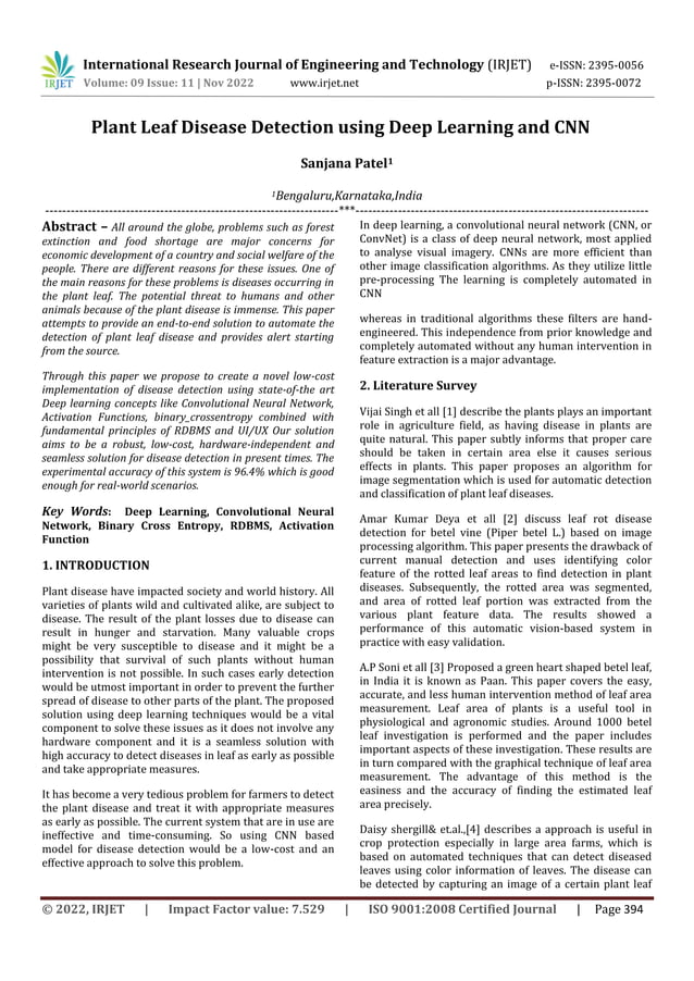Plant Leaf Disease Detection using Deep Learning and CNN | PDF