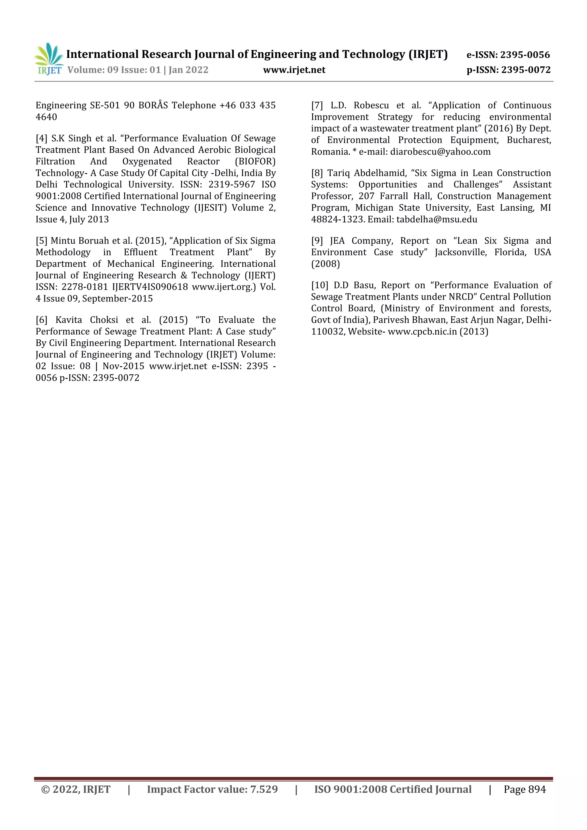 REVIEW PAPER ON PERFORMANCE EVALUATION OF AEROBIC STP AND SUGGESTIONS ...