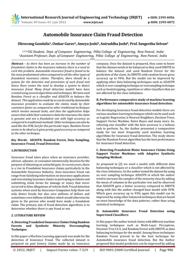 Automobile Insurance Claim Fraud Detection | PDF