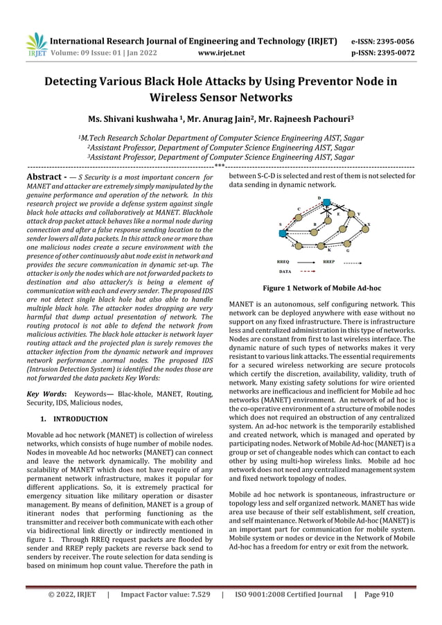Detecting Various Black Hole Attacks By Using Preventor Node In Wireless Sensor Networks Pdf